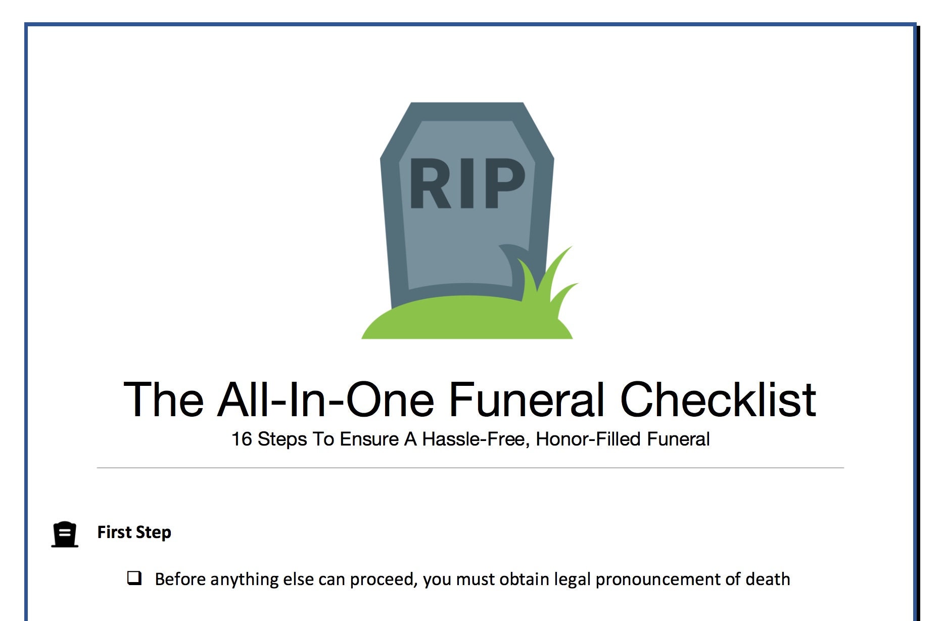 Funeral Preparation Checklist, Funeral Checklist, Celebration of Life ...