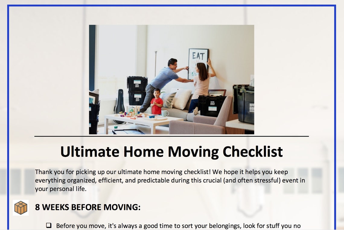 Ultimate Home Moving Checklist PDF, Moving House Checklist, Moving Home ...
