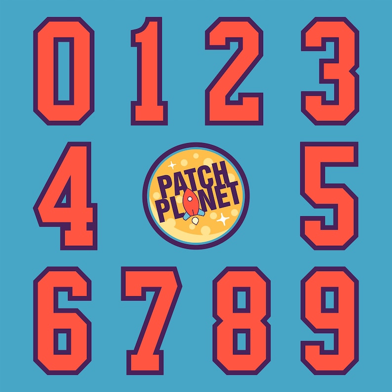 Varsity Font Sports Number - 2 Inch Twill Patch With Embroidered Edge ...