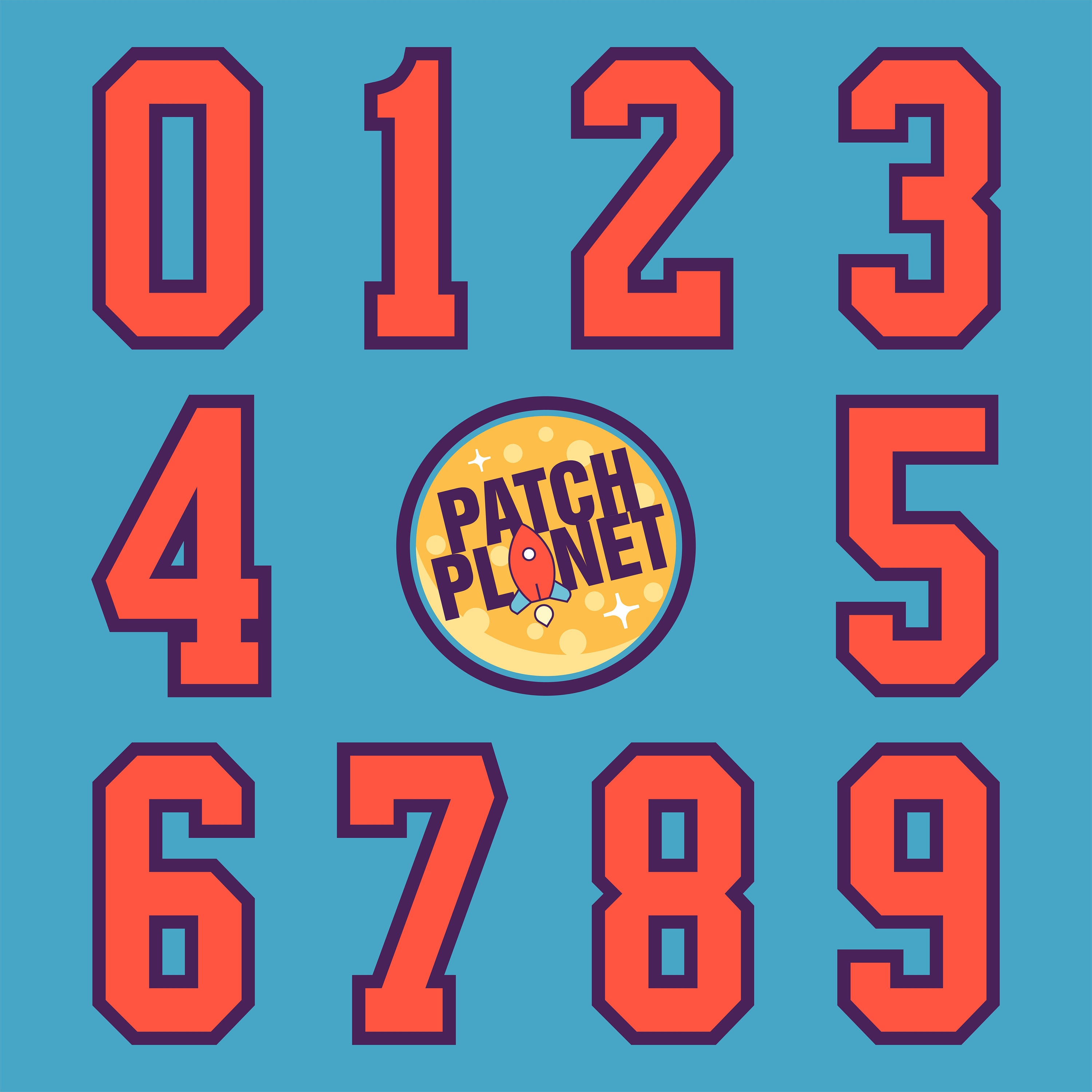 Varsity Font Sports Number - 2 Inch Twill Patch With Embroidered Edge ...