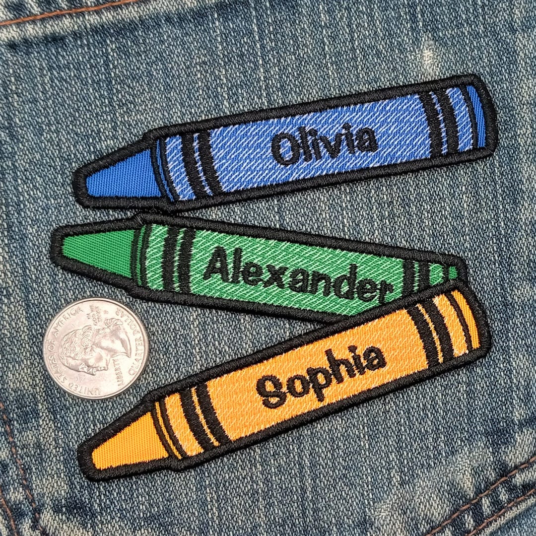 Custom Name Crayon Patch - Iron On - Etsy