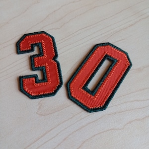 Varsity Font Sports Number - 2 Inch Twill Patch With Embroidered Edge ...