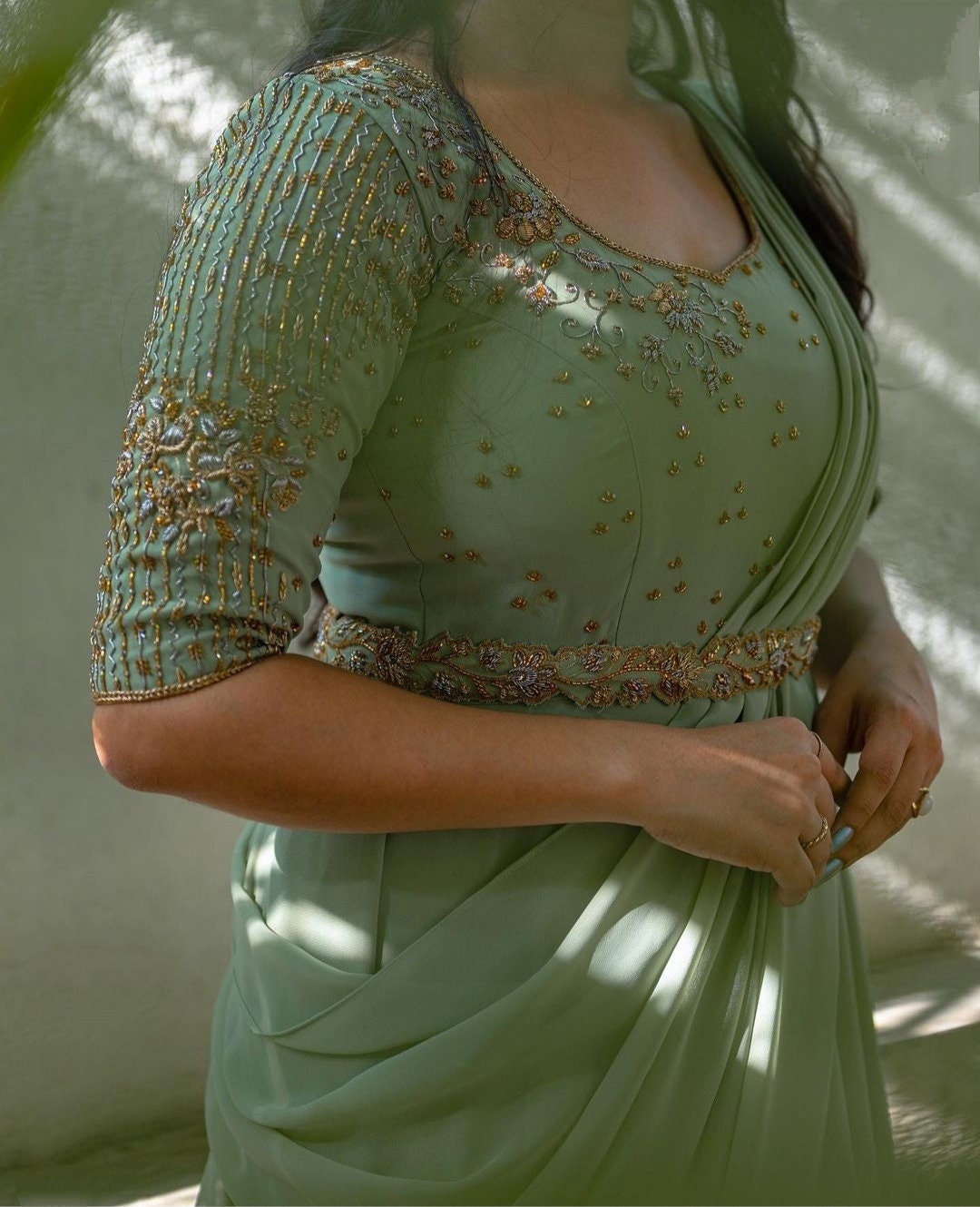 Designer Maggam Work Party Wear Long Frock - Etsy