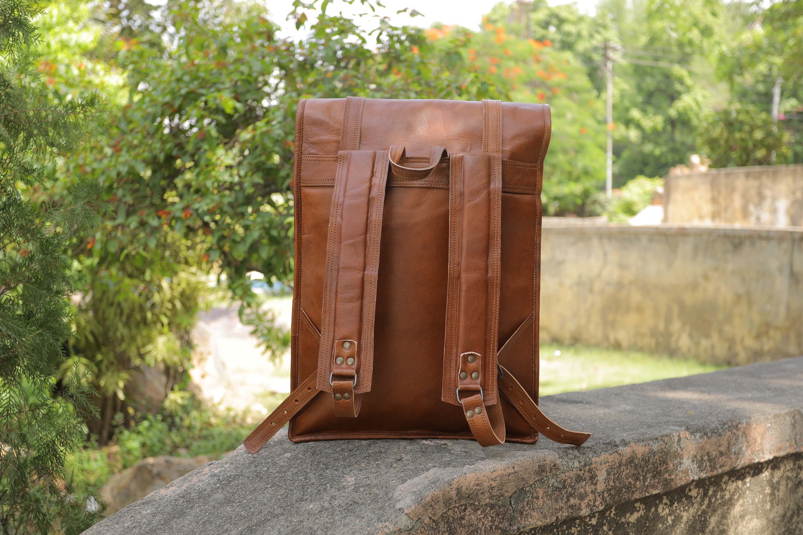 Brown Leather Backpack Genuine Leather Large Backpack - Etsy