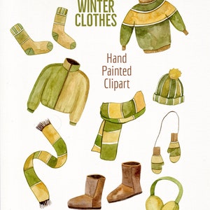 Watercolor Winter Clothes- Hand Painted Clipart Set- Png-instant ...