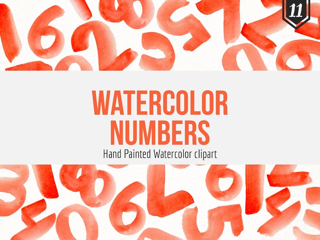 Orange Watercolor Numbers Clipart- Hand Painted Watercolor Graphics ...
