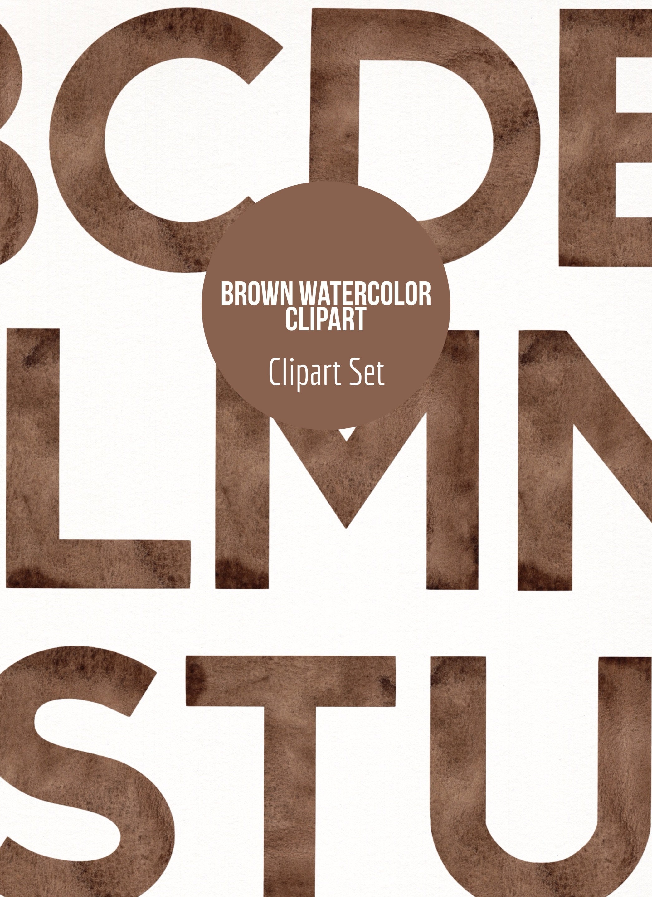Brown Watercolor Alphabet Clipart Hand Painted Brown Letters Brown ...