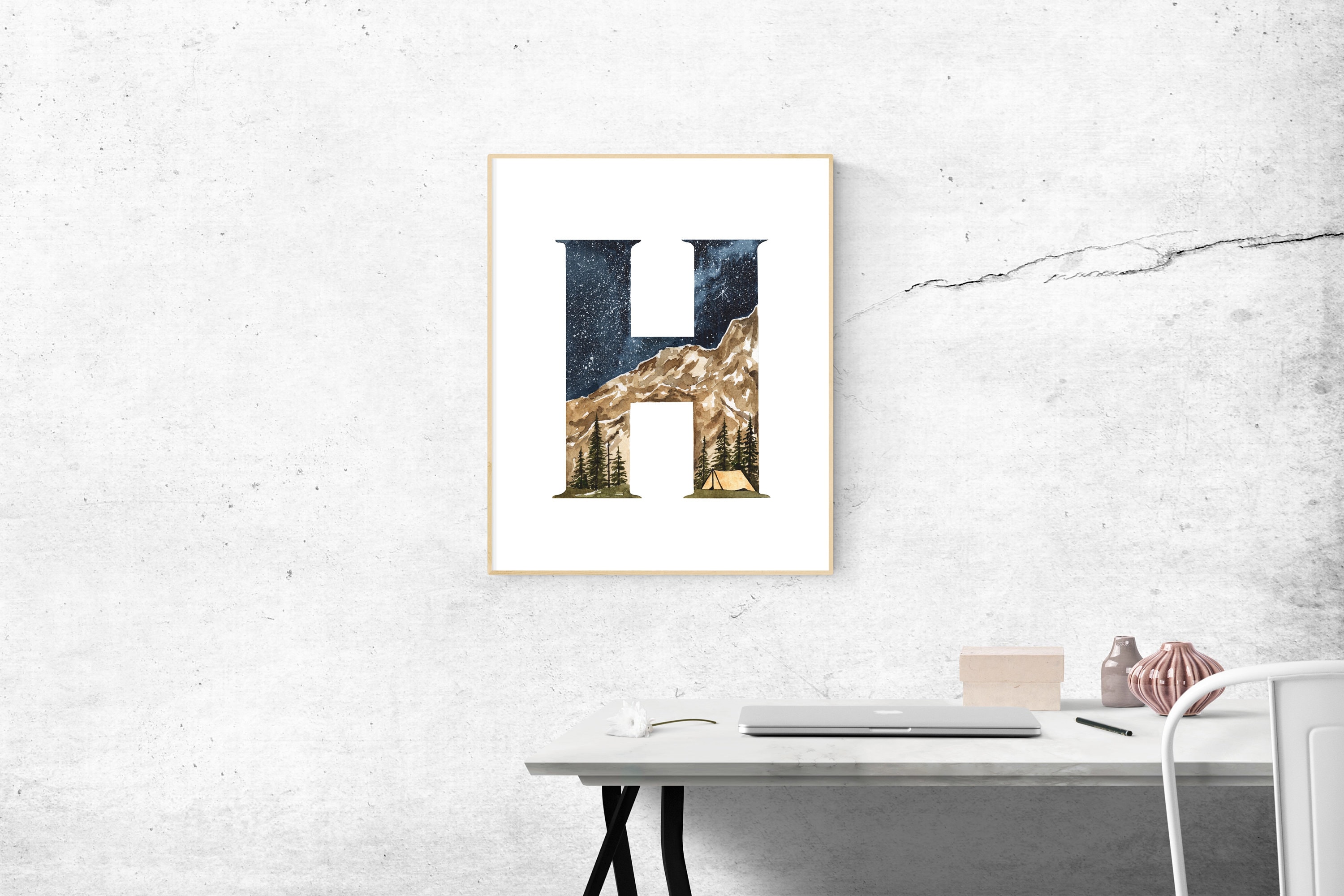 Watercolor Letter H Nursery Room Printable Alphabet Art- Hand Painted ...
