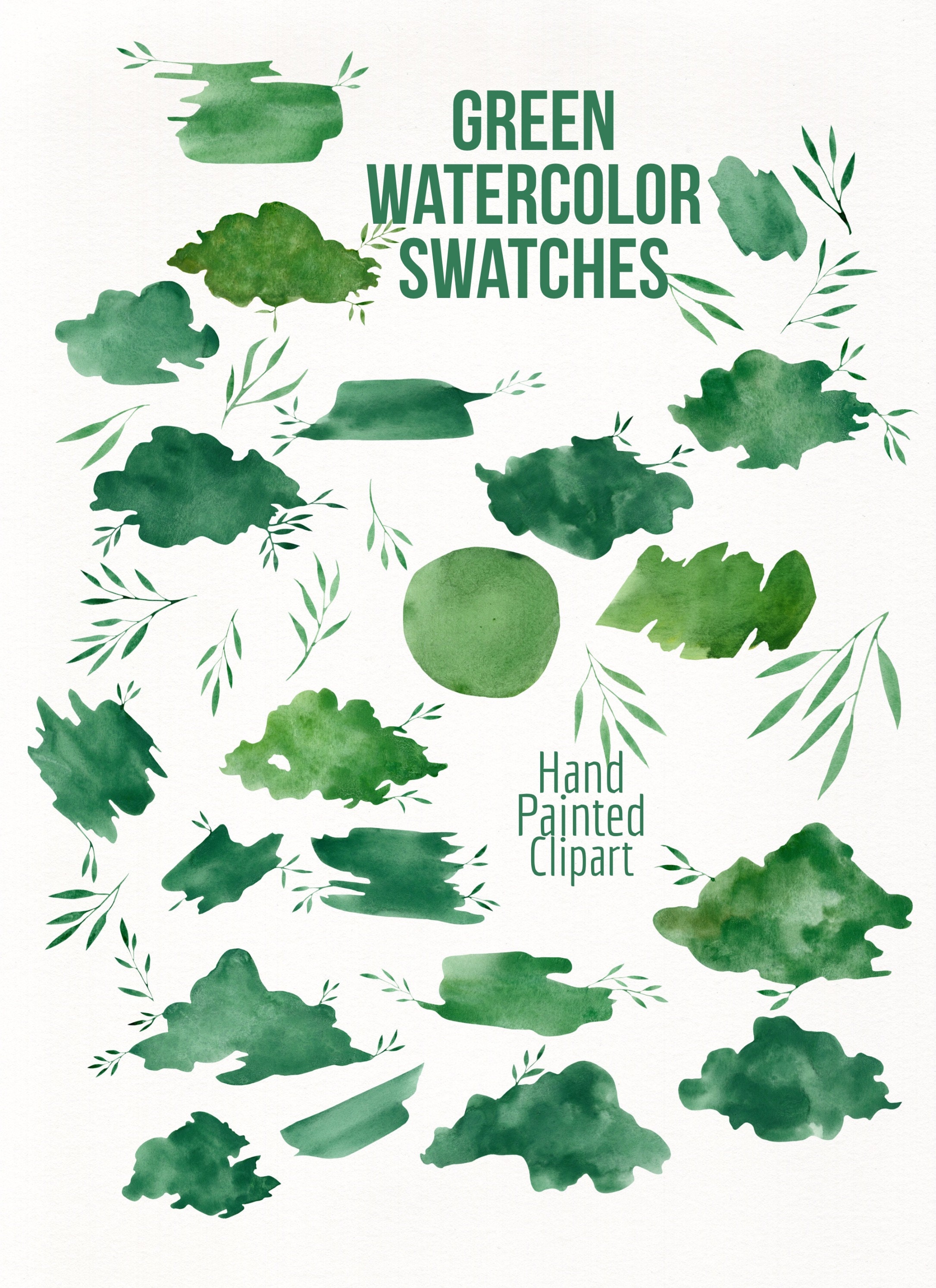 Watercolor Green Swatches- Watercolor Green Swatches- Watercolor Washes ...