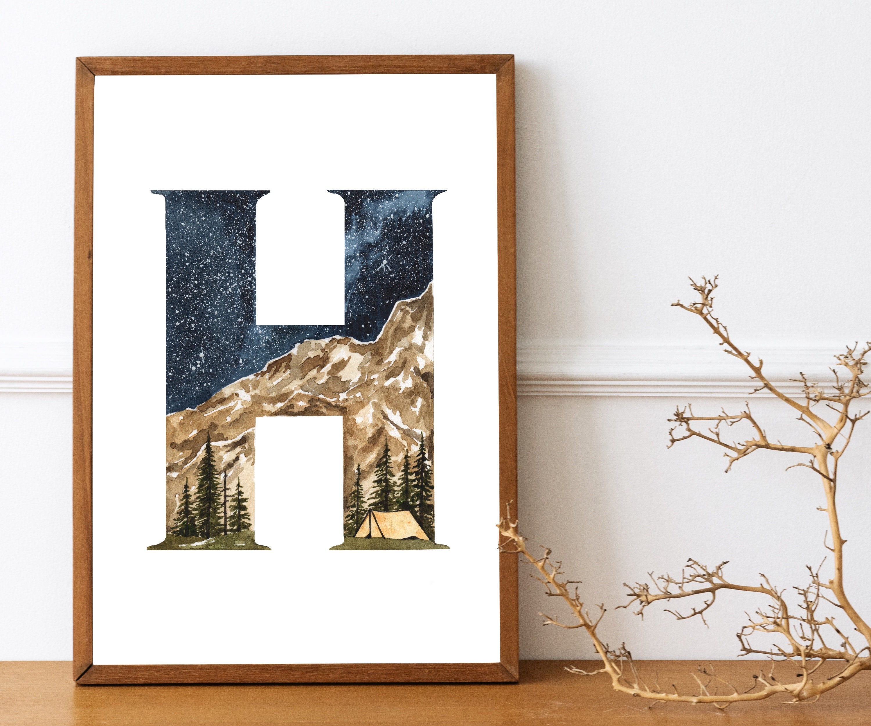 Watercolor Letter H Nursery Room Printable Alphabet Art- Hand Painted ...