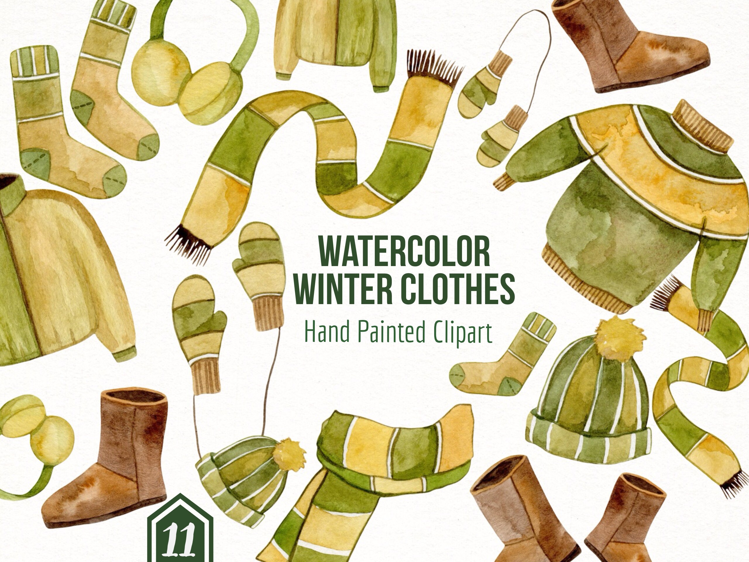 Watercolor Winter Clothes- Hand Painted Clipart Set- Png-instant ...