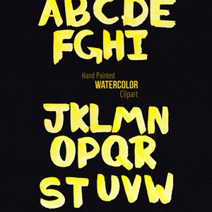 Watercolor Yellow PNG Alphabet Letters Clipart Set- Hand Painted Kids ...