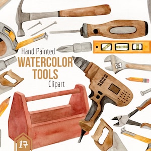 Hand Painted Watercolor Tools- Tools Clipart Set- High Resolution- 17 ...