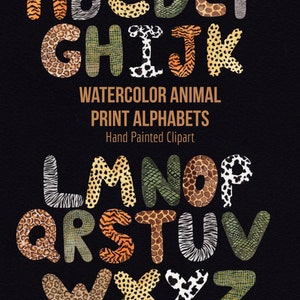 Animal Print Watercolor Alphabets- Animal Alphabets Clipart- Zoo ...