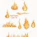 Watercolor Flames Clipart- Hand Painted Fire Clipart- Flame Graphics ...