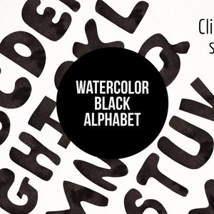 Watercolor Alphabet Clipart Black Letters Clipart Alphabet | Etsy