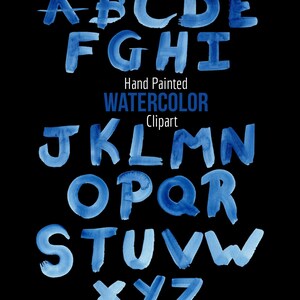 Blue Watercolor Alphabet Letters- Hand Painted Alphabet Clipart ...