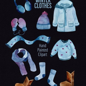 Watercolor Winter Clothes- Hand Painted Clipart Set- Socks- Boots ...