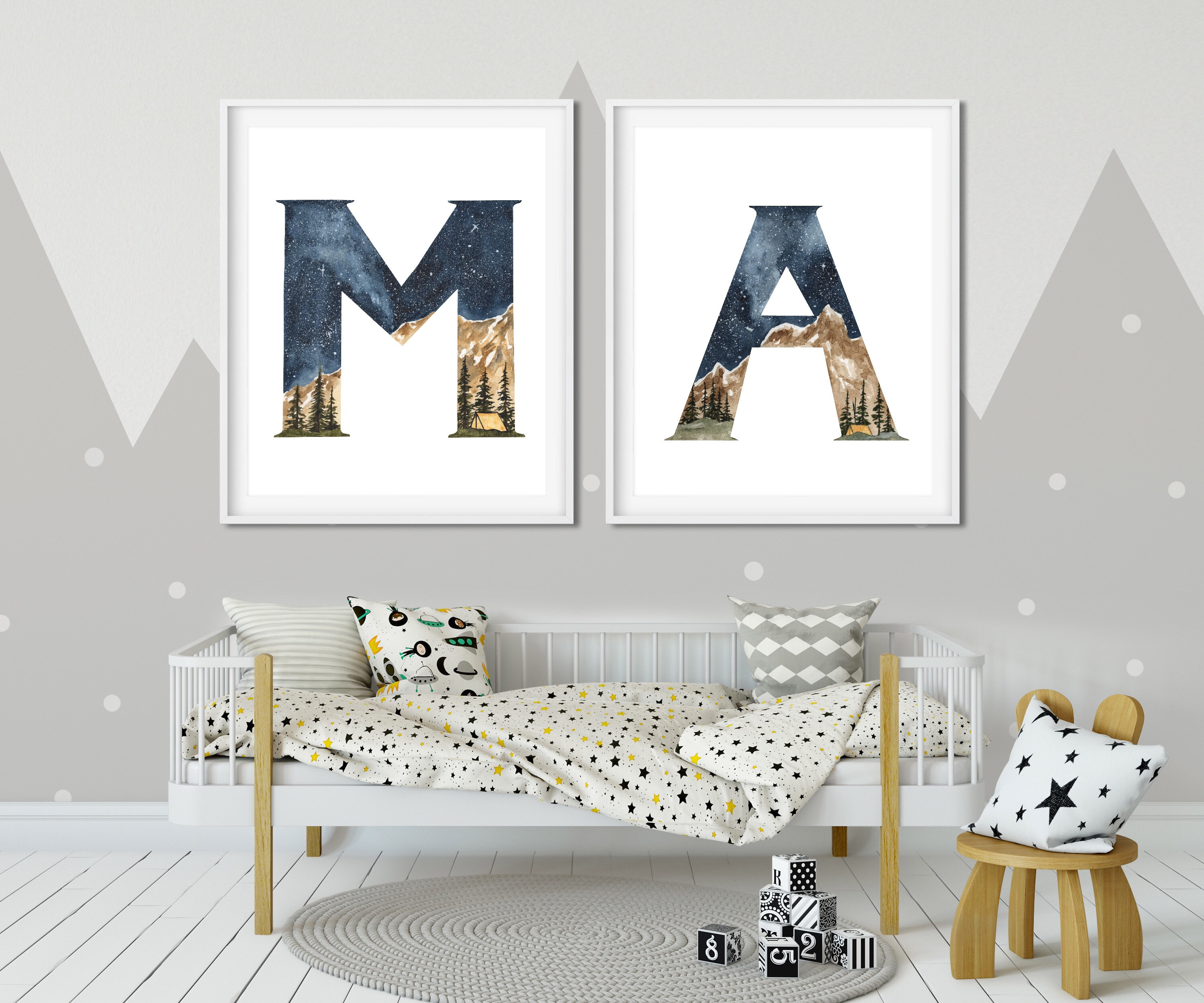 Watercolor Letter M Nursery Room Printable Alphabet Art Hand - Etsy