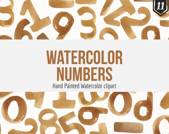 Orange Watercolor Numbers Clipart Hand Painted Watercolor | Etsy