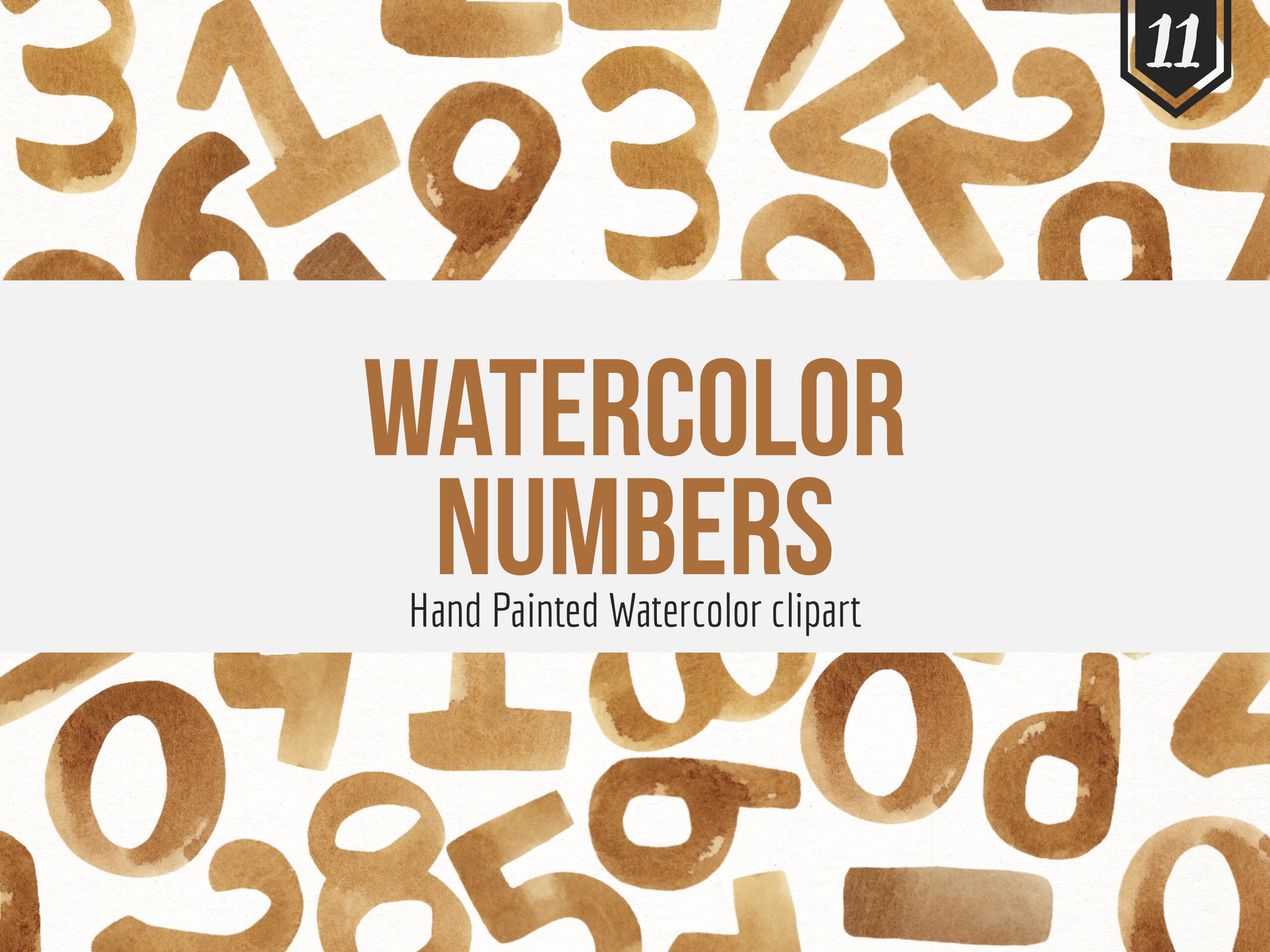 Brown Watercolor Numbers Clipart- Hand Painted Watercolor Graphics ...
