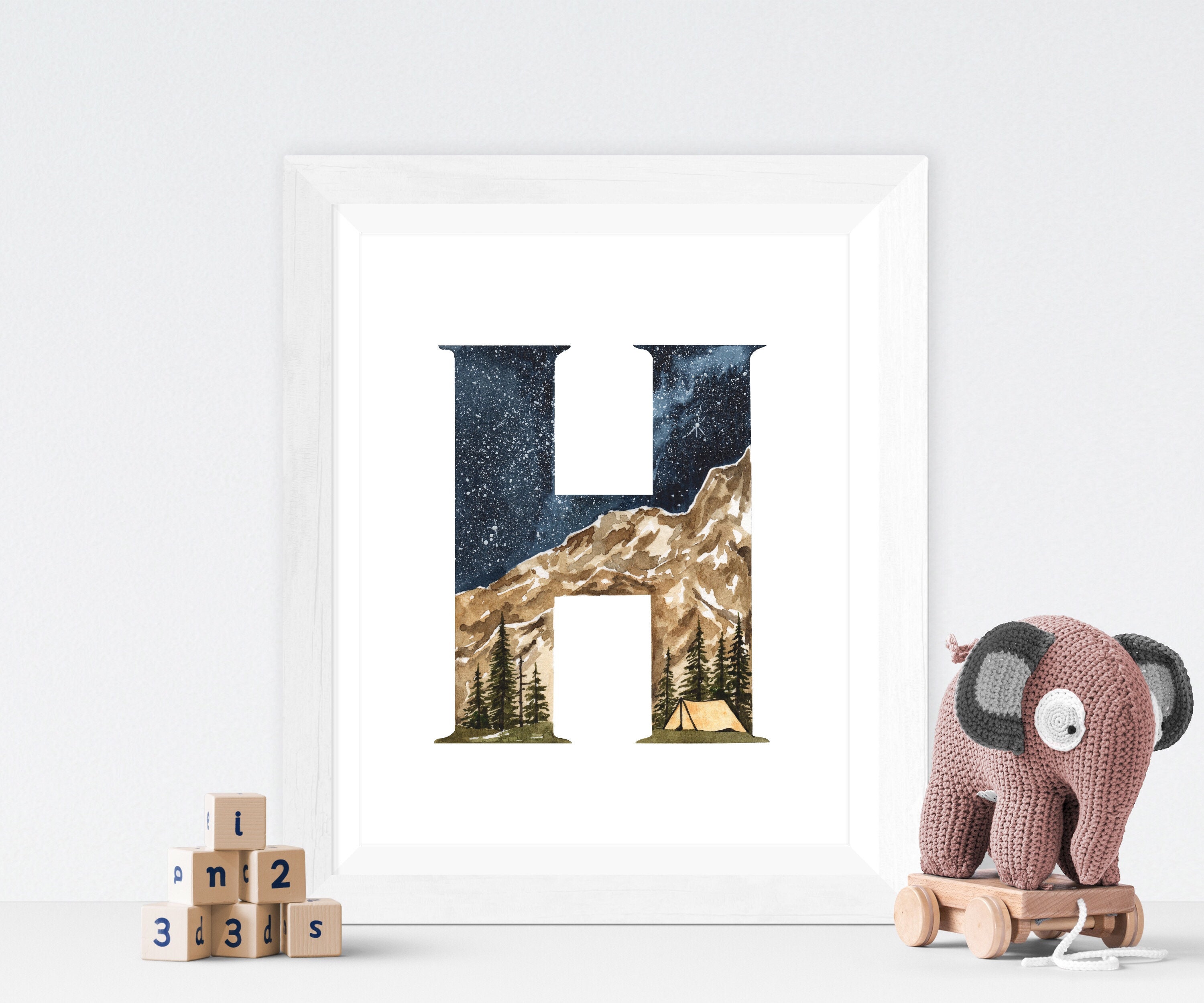 Watercolor Letter H Nursery Room Printable Alphabet Art- Hand Painted ...