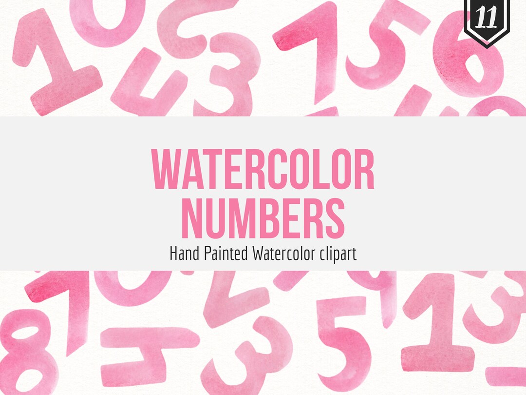 Pink Watercolor Numbers Clipart- Hand Painted Watercolor Graphics ...