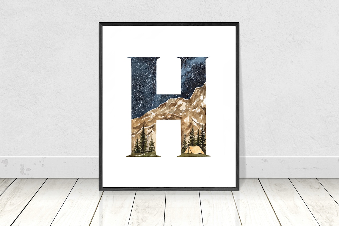 Watercolor Letter H Nursery Room Printable Alphabet Art- Hand Painted ...