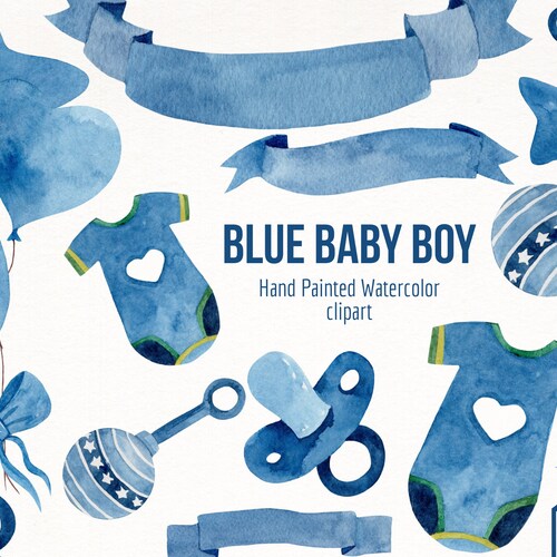 Watercolor Baby Boy Clipart Baby Shower Clipart Nursery - Etsy