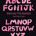 Watercolor Pink Alphabet PNG Clipart- Hand Painted Clipart Set- Kids ...