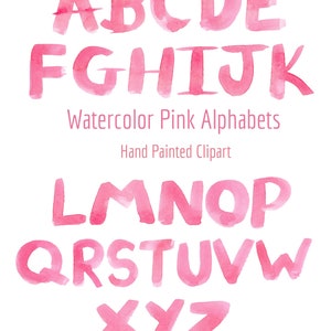 Watercolor Pink Alphabet PNG Clipart- Hand Painted Clipart Set- Kids ...