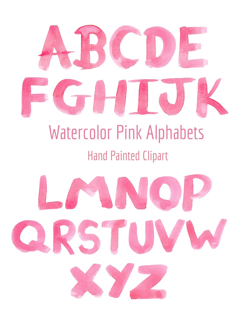 Watercolor Pink Alphabet PNG Clipart Hand Painted Clipart Set Kids ...