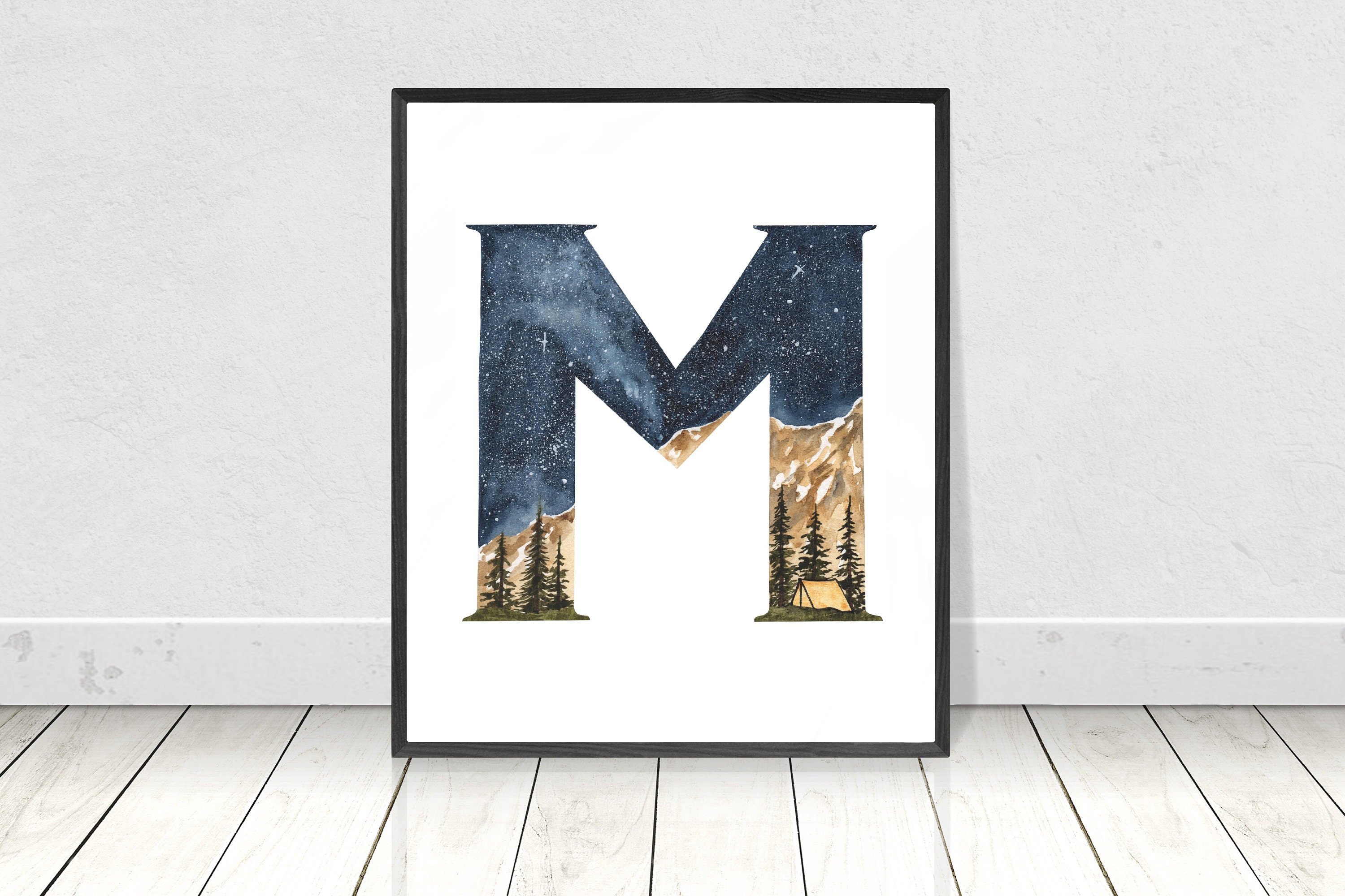 Watercolor Letter M Nursery Room Printable Alphabet Art Hand - Etsy