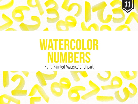 Watercolor Numbers Clipart Yellow Numbers Numbers Clipart - Etsy