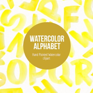 Watercolor Yellow PNG Alphabet Letters Clipart Set- Hand Painted Kids ...