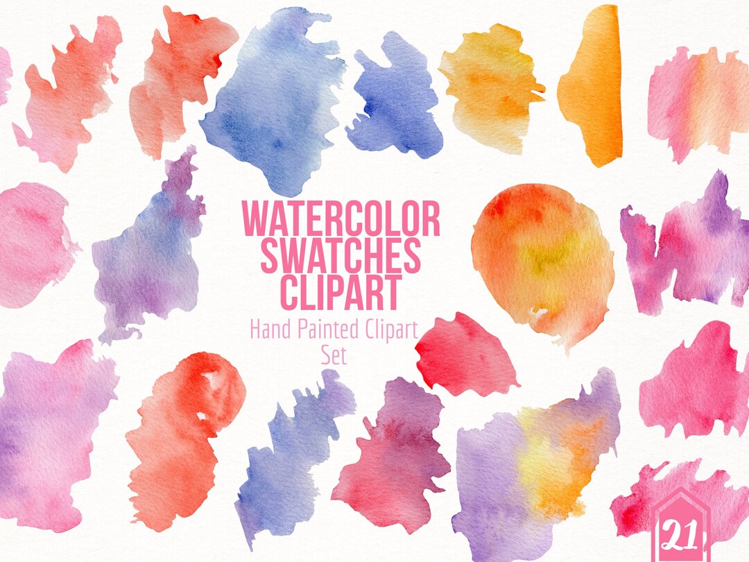 Watercolor Swatches Clipart- Hand Painted Swatches- Watercolor Washes ...