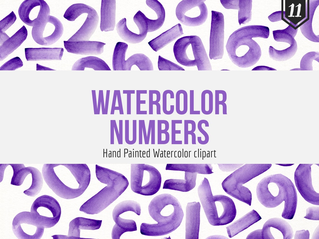 Purple Watercolor Numbers Clipart- Hand Painted Watercolor Graphics ...