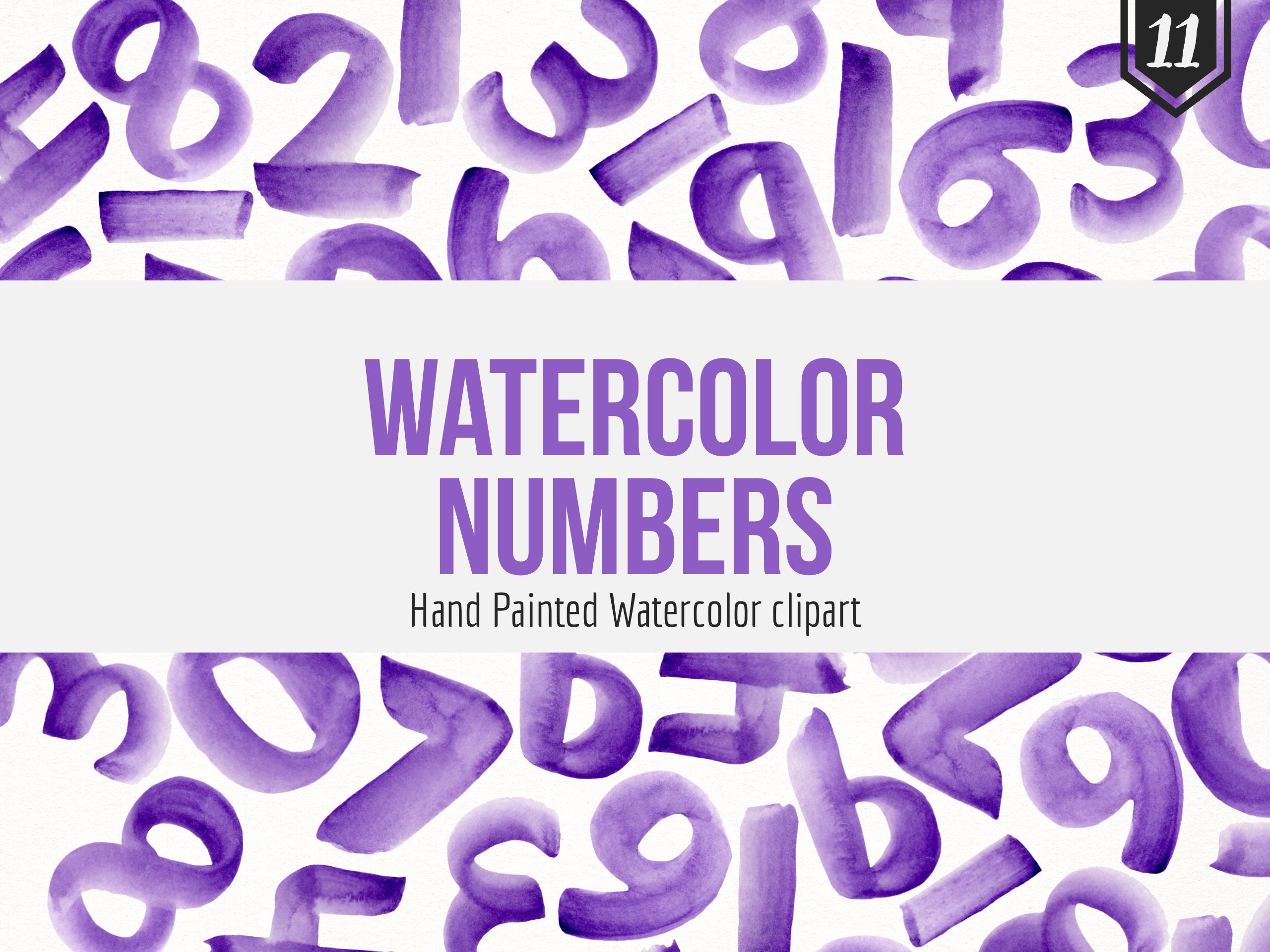 Purple Watercolor Numbers Clipart- Hand Painted Watercolor Graphics ...