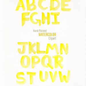 Watercolor Yellow PNG Alphabet Letters Clipart Set- Hand Painted Kids ...