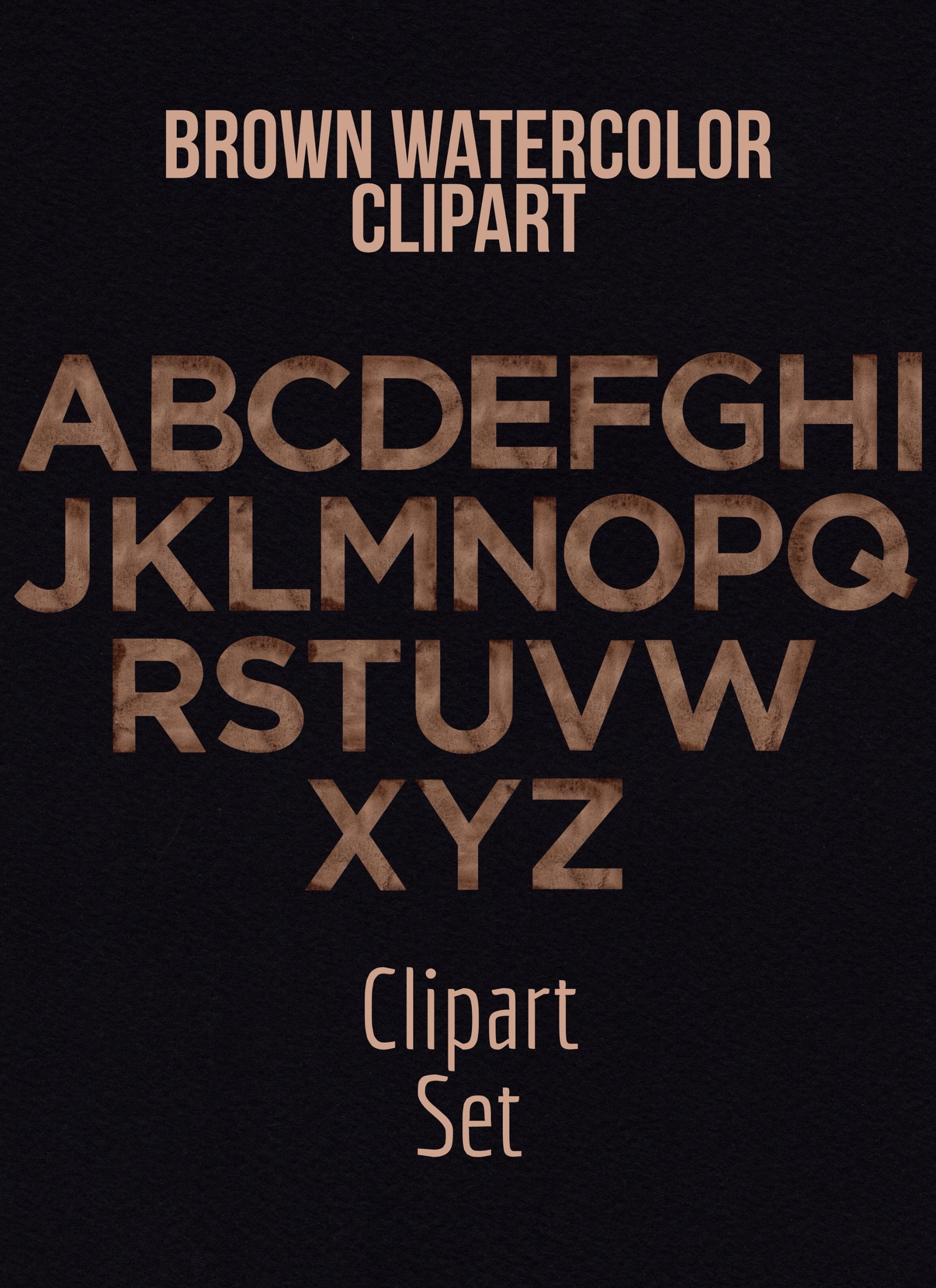 Brown Watercolor Alphabet Clipart- Hand Painted Brown Letters- Brown ...