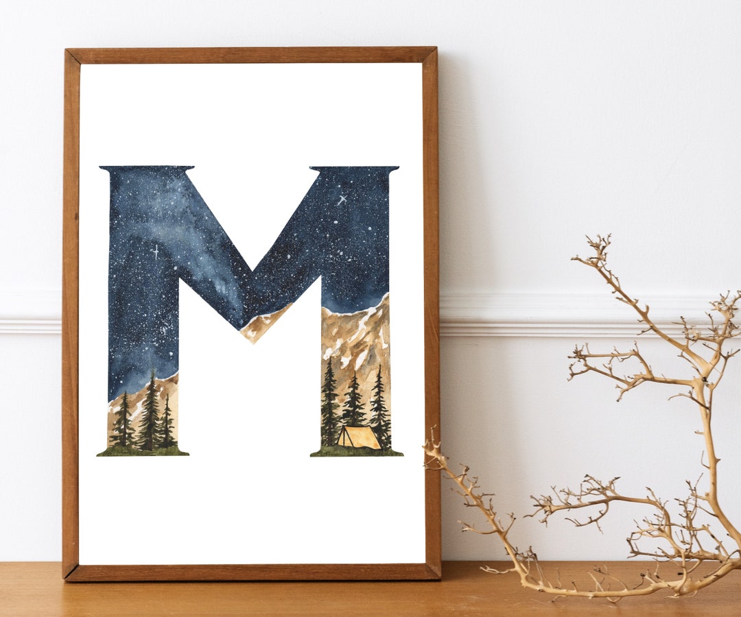 Watercolor Letter M Nursery Room Printable Alphabet Art- Hand Painted ...