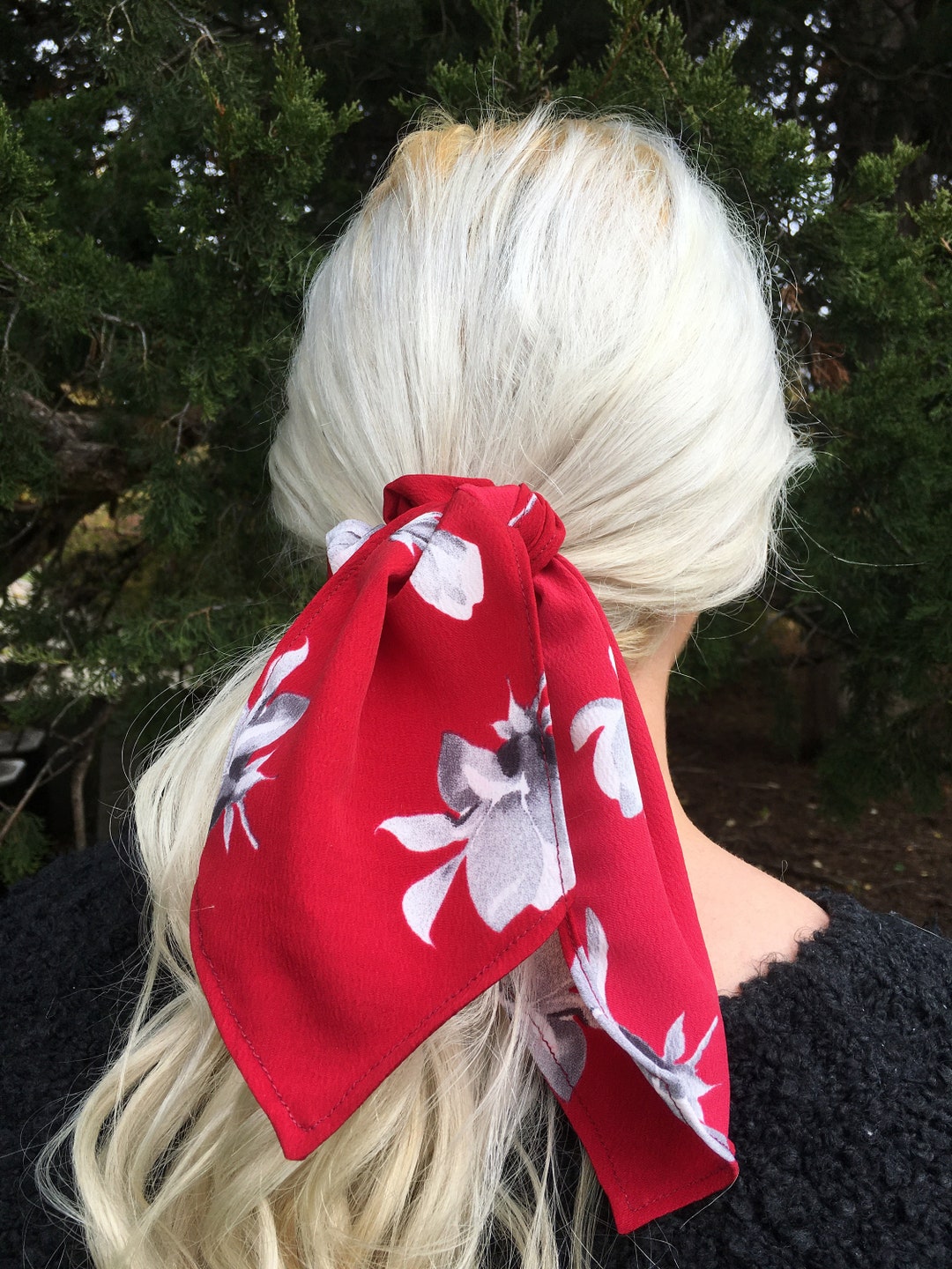 Bright Red Holiday Hair Scarf, Hair Scarf, Hair Accessories, Scrunchie ...