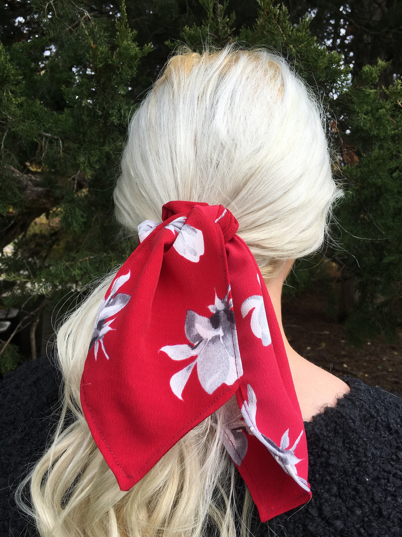 Bright Red Holiday Hair Scarf Hair Scarf Hair Accessories - Etsy