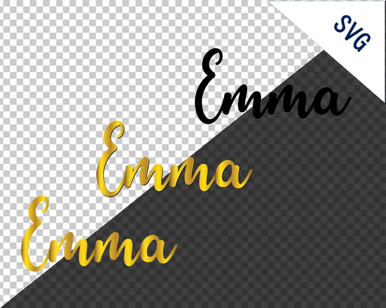 Emma Svg, Name SVG, Name Clipart Svg, Gold Name Svg, Girl Name Tag Svg ...