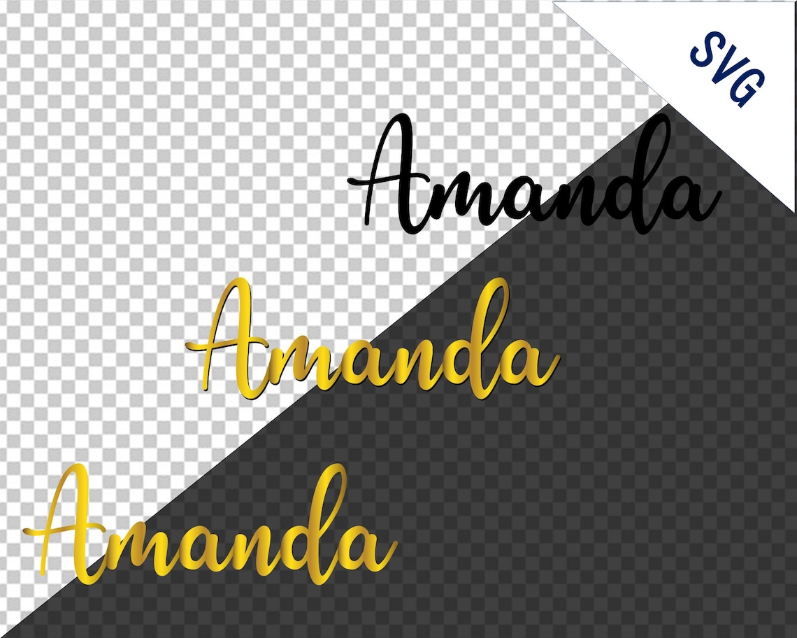 Amanda Svg, Name SVG, Name Clipart Svg, Gold Name Svg, Girl Name Tag ...