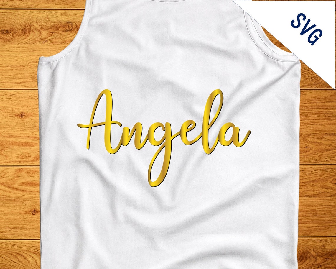 Angela Svg, Name SVG, Name Clipart Svg, Gold Name Svg, Girl Name Tag ...
