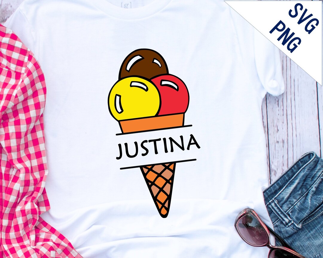 Ice Cream Name Tag Svg Png, Custom Name Frame Shirt, for Cup Mug ...