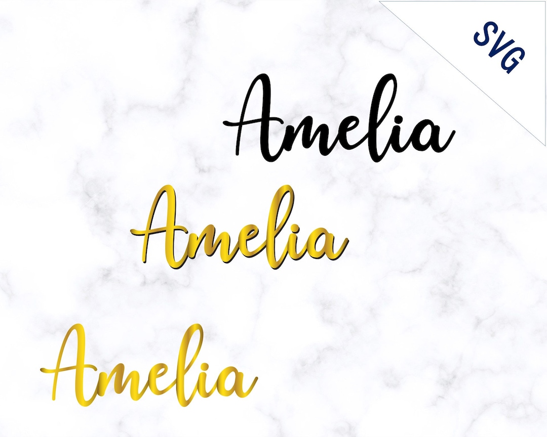 Amelia Svg, Name SVG, Name Clipart Svg, Gold Name Svg, Girl Name Tag ...