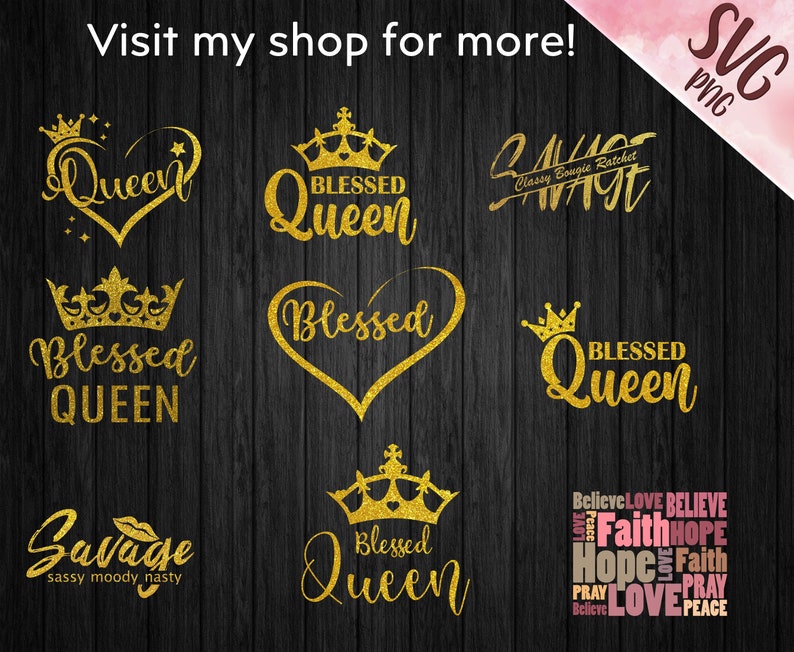 Queen SVG PNG, Black Queen Design for Shirt, Cricut Cut File ...