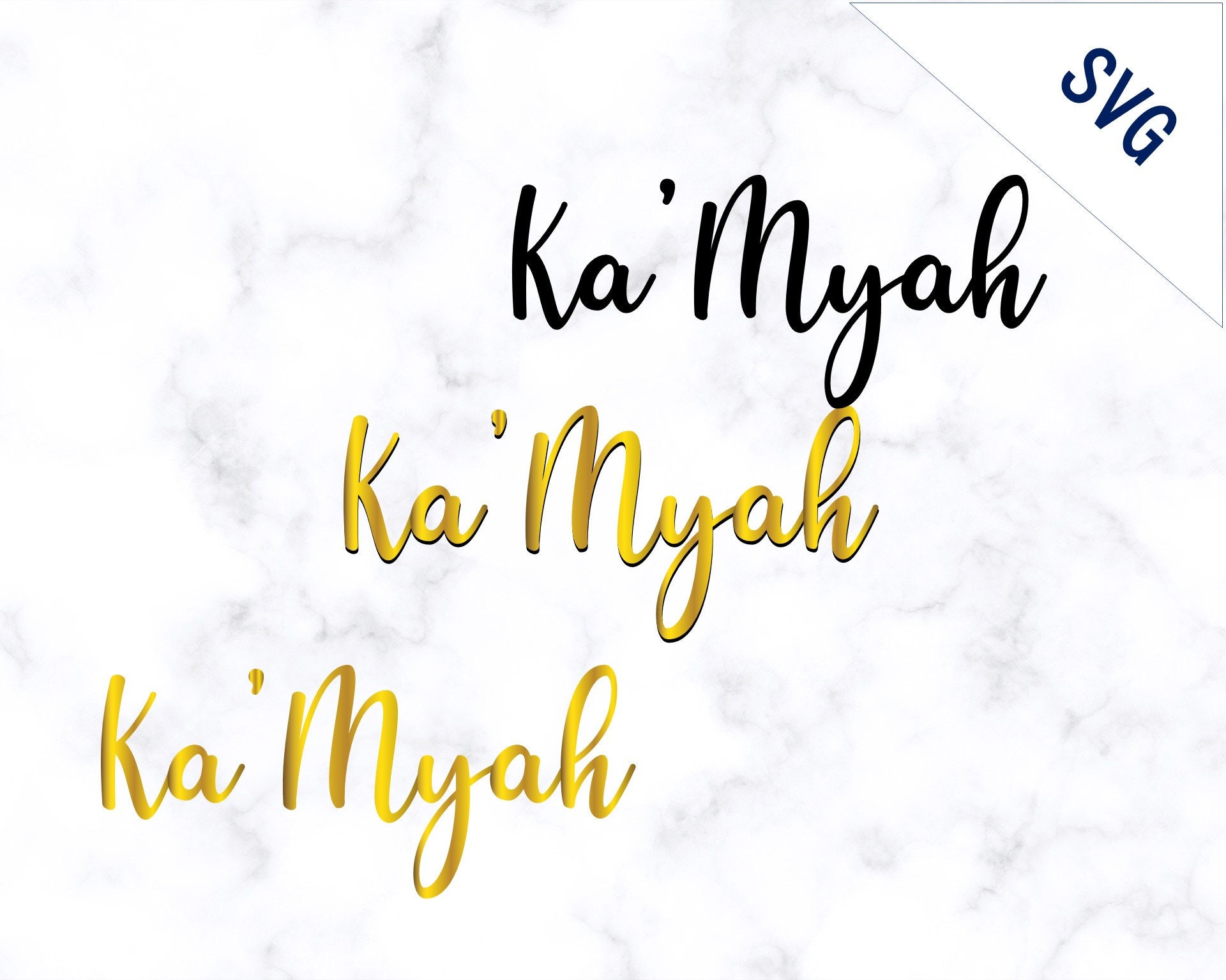 Ka'myah Svg, Name SVG, Name Clipart Svg, Gold Name Svg, Girl Name Tag ...